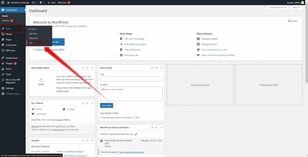 How to Create Tags in WordPress - Free Hosting - ZETTAHOST.com