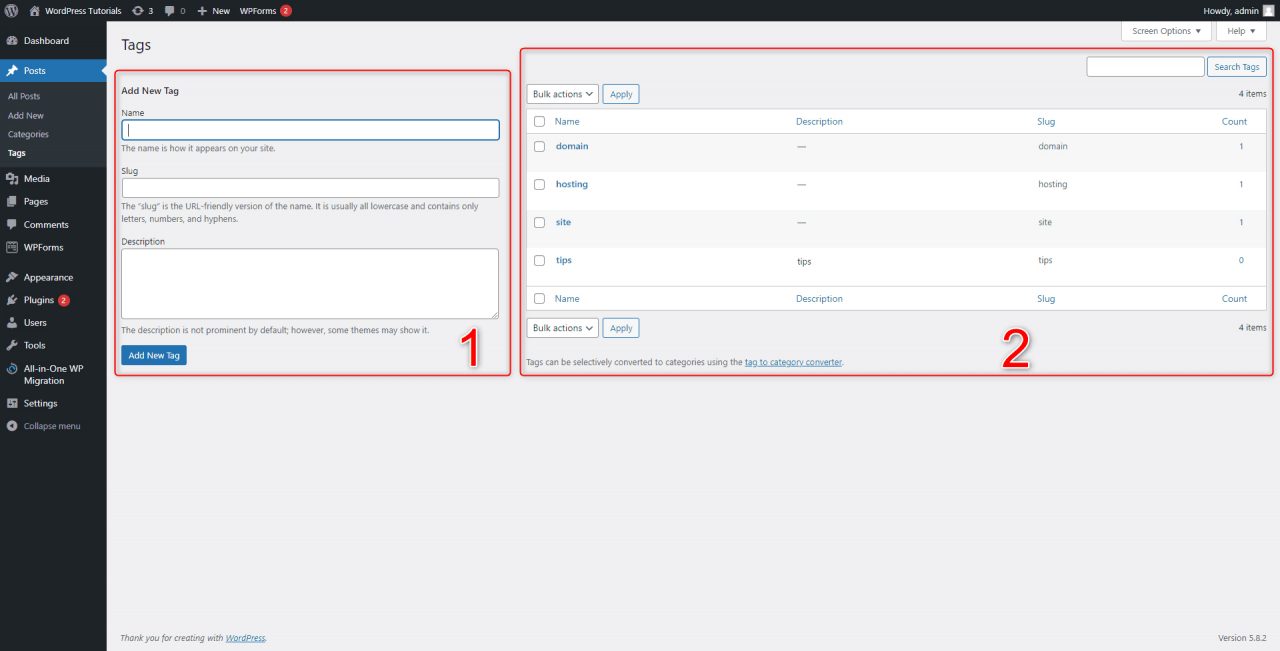 How to Create Tags in WordPress - Free Hosting - ZETTAHOST.com