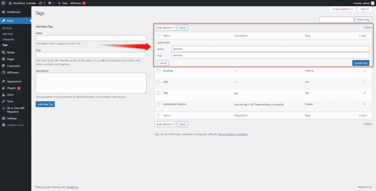 How to Create Tags in WordPress - Free Hosting - ZETTAHOST.com