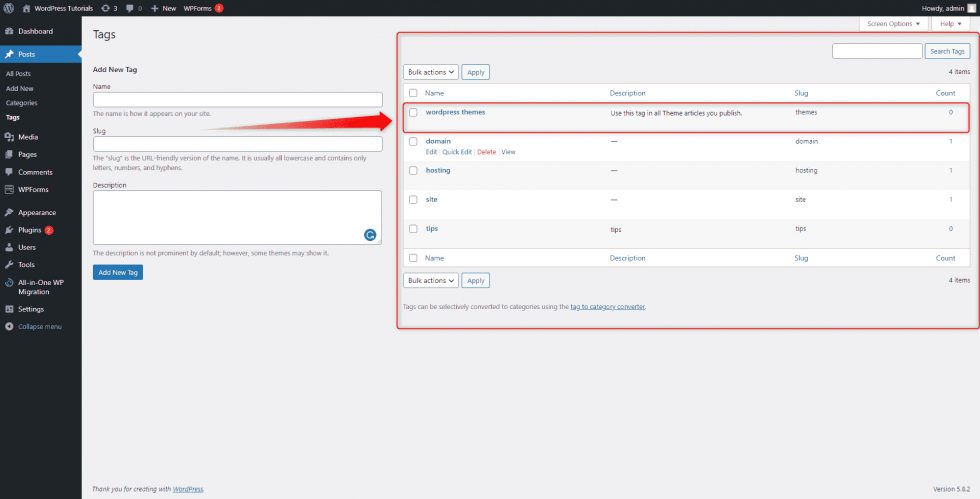 How to Create Tags in WordPress - Free Hosting - ZETTAHOST.com