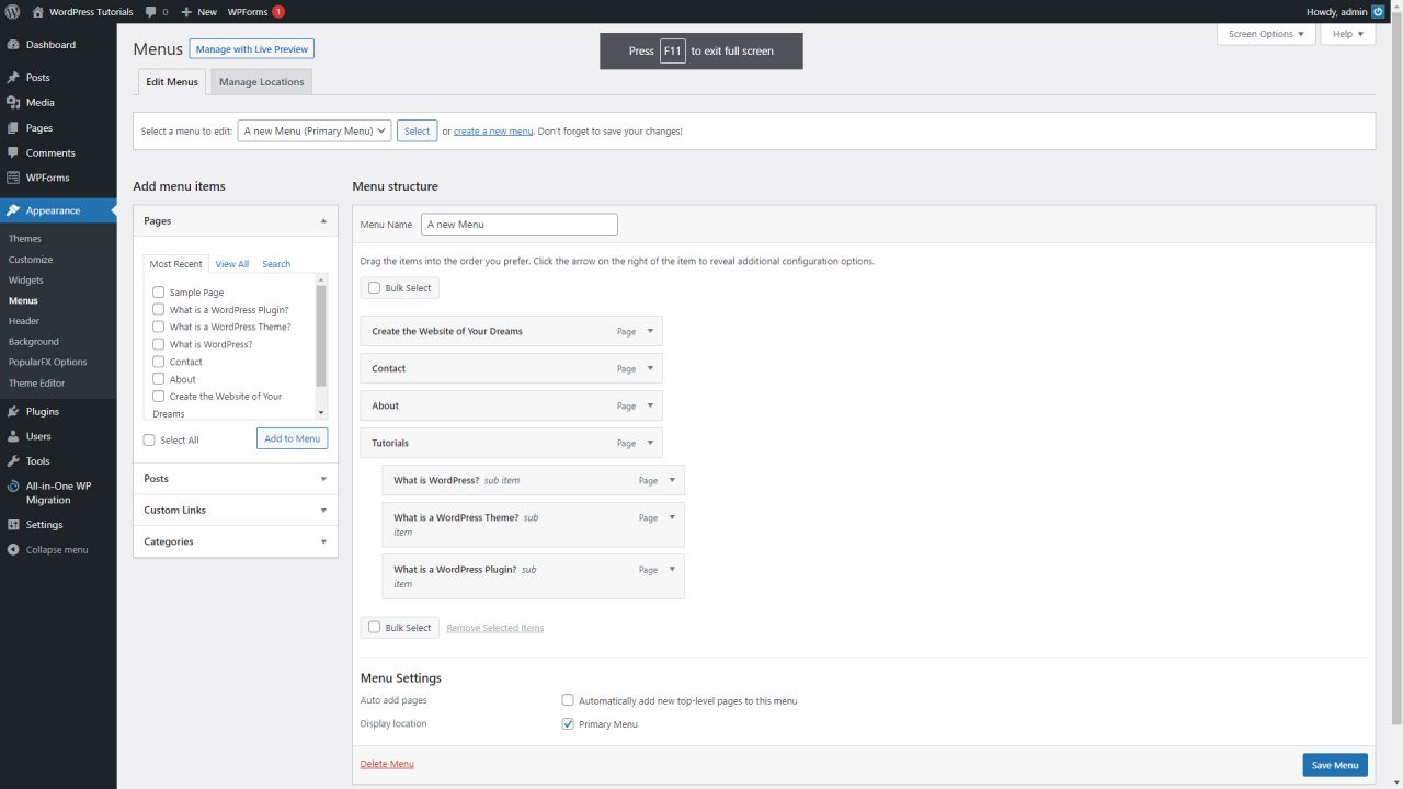 How to Add a WordPress Page to Your Navigation Menu - ZETTAHOST.com