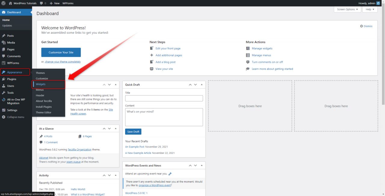 How to Use the WordPress Widgets on Your Site - ZETTAHOST.com