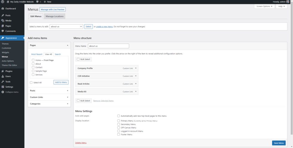 How to Create a Drop-Down Menu in WordPress - Free Hosting - ZETTAHOST.com